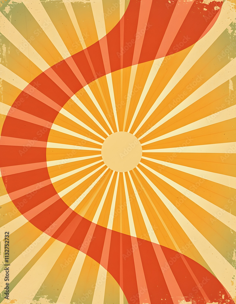 Circus sunburst in vintage vibes background and spiral retro rays, vintage poster sun burst ...