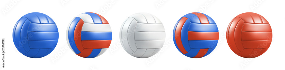 Red volley ball mockup set. Vector volleyball 3d. Sport skill trophy ...