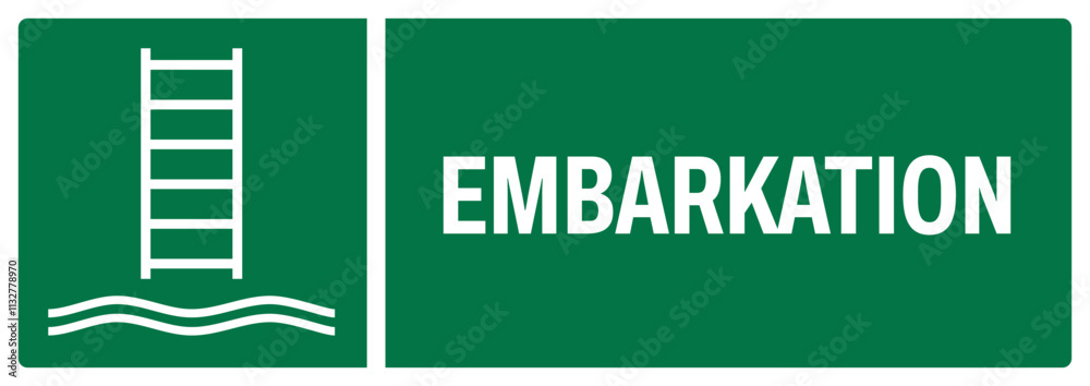 ISO emergency and first aid safety signs uppercase text_embarkation ...