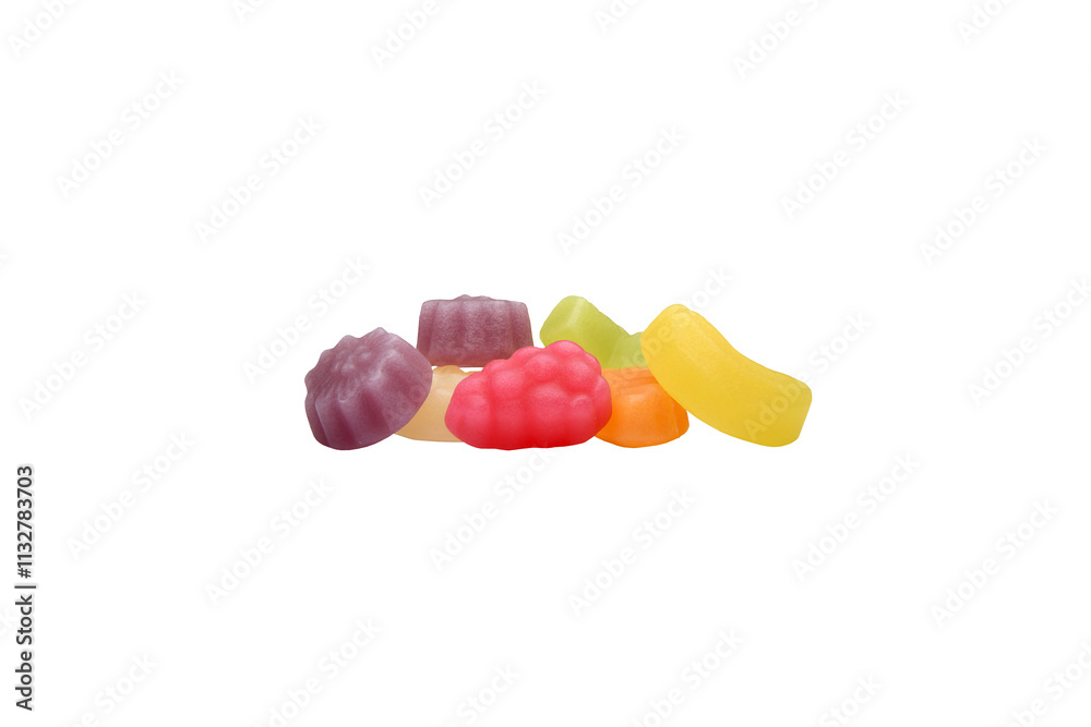 Sweet gummy candies. Colorful pastel colors. Isolated on transparent ...