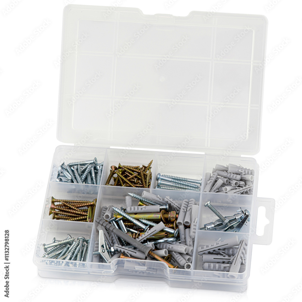 Assorted Screws, Wall Plugs, and Anchors in Organised Storage Box for ...