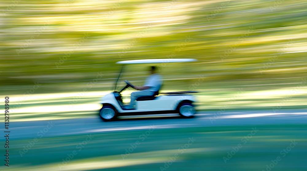 Fast-Paced Action of a Golf Cart on a Sunny Golf Course with Amazing ...