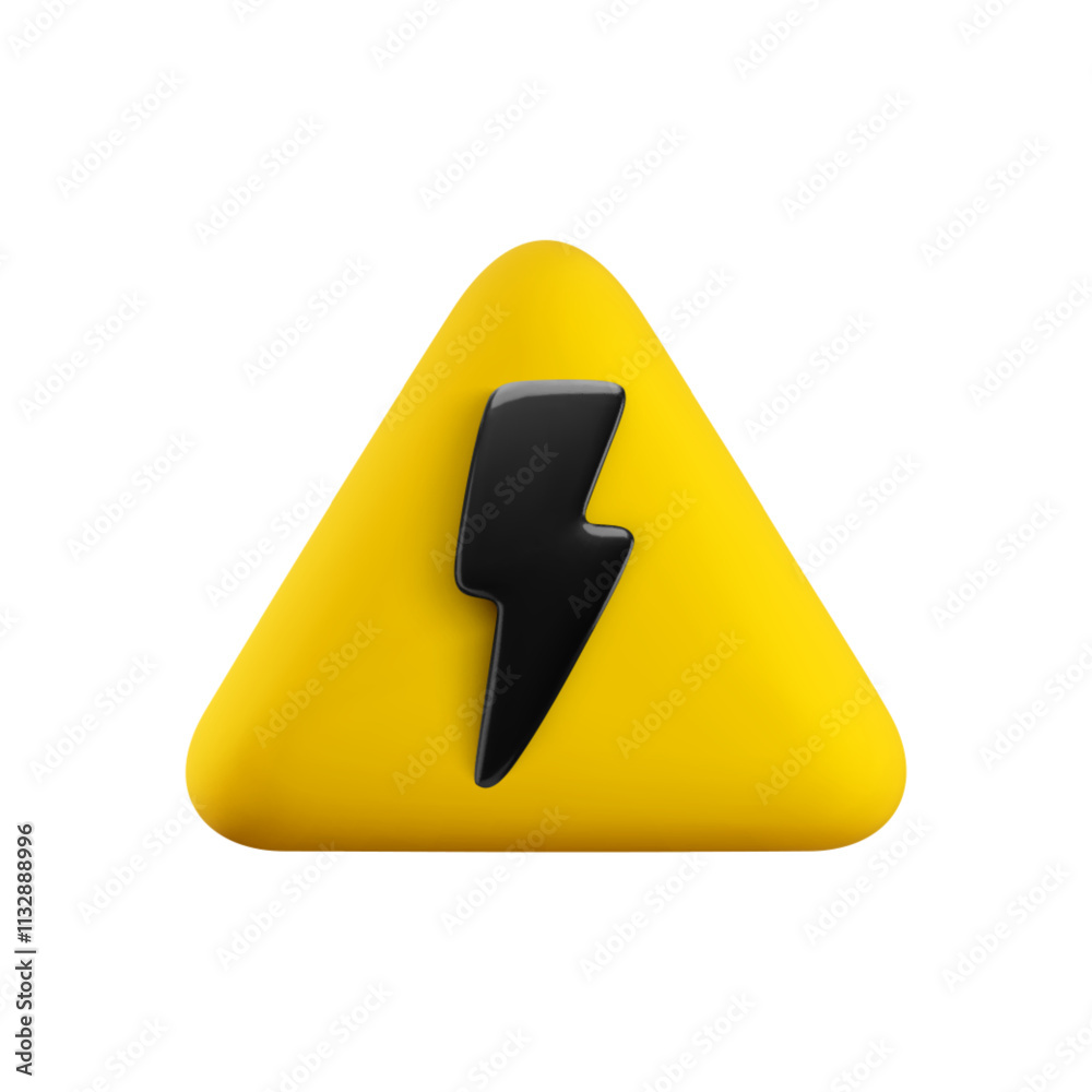 Vector Realistic 3d High Voltage Sign. Cartoon 3d render of black ...