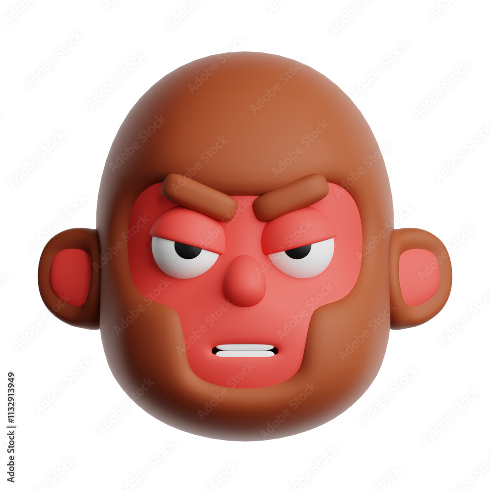 3d angry monkey emoji icon. Mad, rage face cartoon emoticon isolated on ...