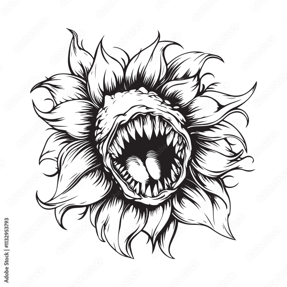 Flower monster Stock Vector Image. illustration of scary monster flower ...