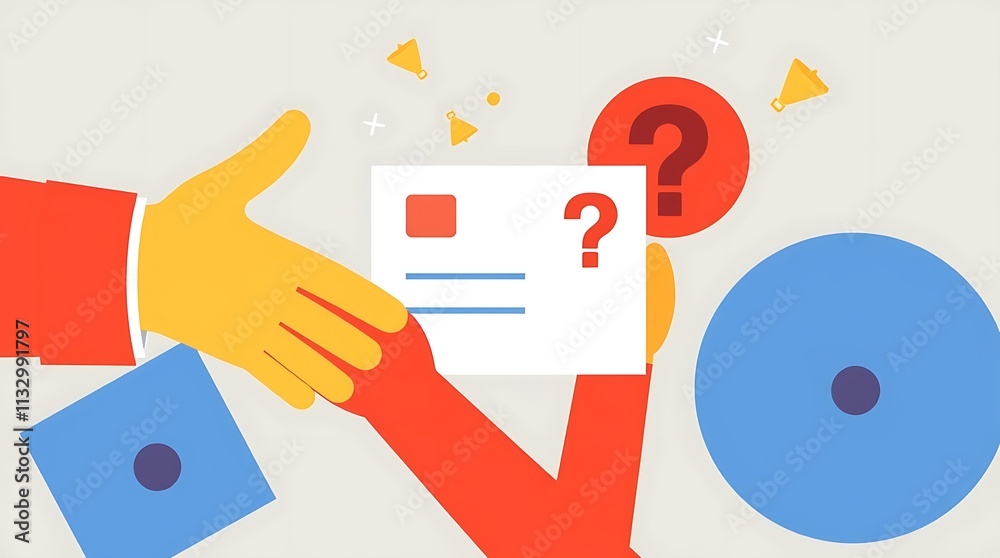 Handing Over Important Mail: A vibrant, flat-style illustration ...