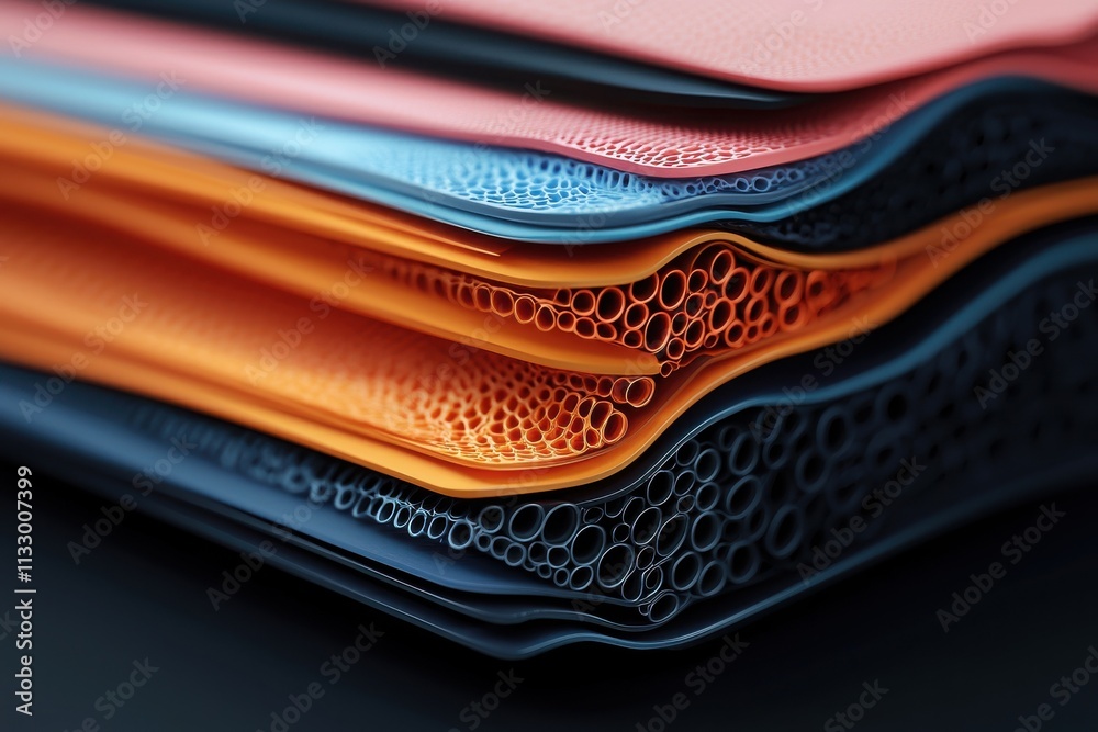 Detailed cross-section of a polymer composite material laboratory ...