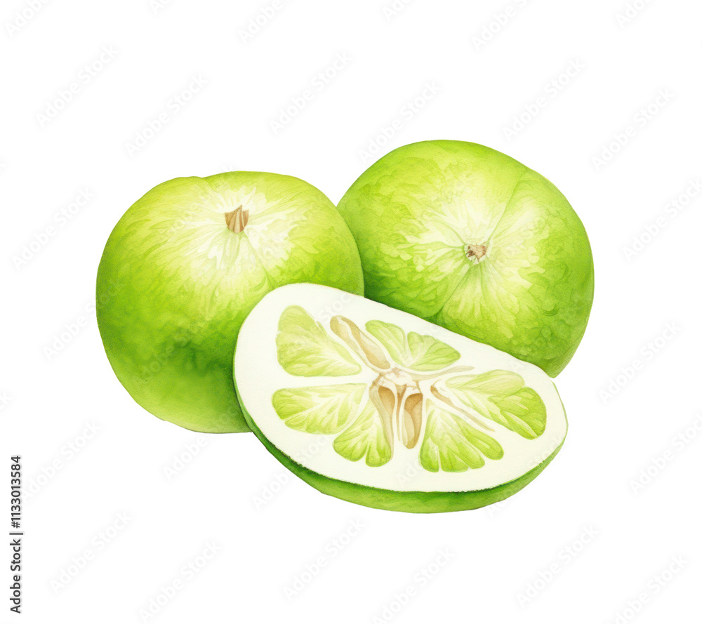 Watercolor pomelo drawing on transparent background in PNG format ...