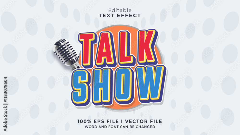 editable 3d talk show bold text effect.typhography logo Stock Vector ...