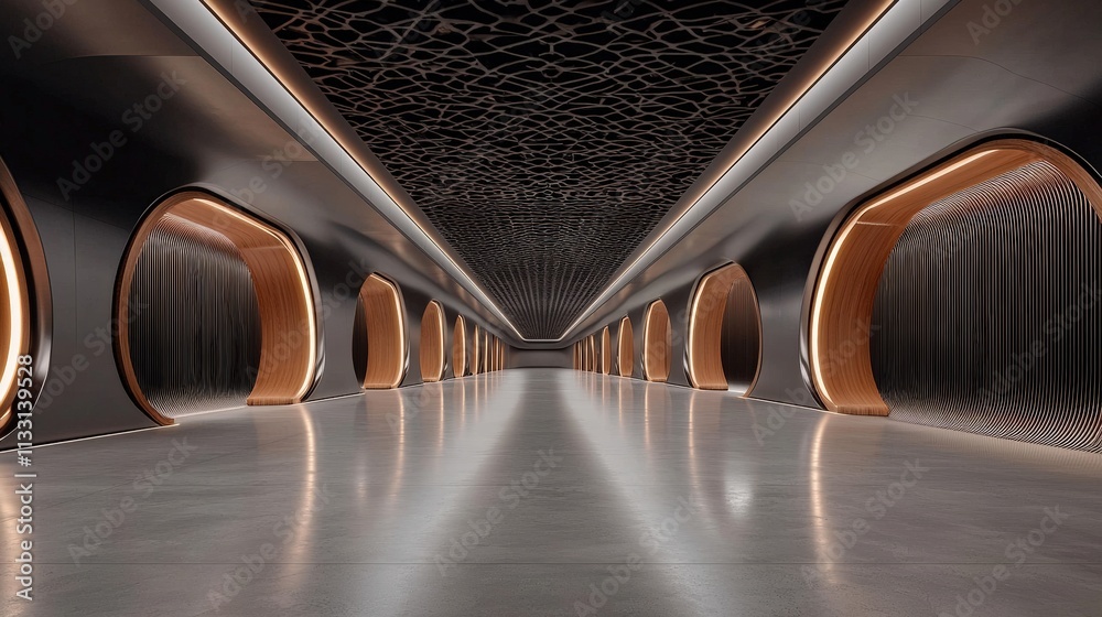 Futuristic hyperloop station design featuring sleek magnetic trains ...