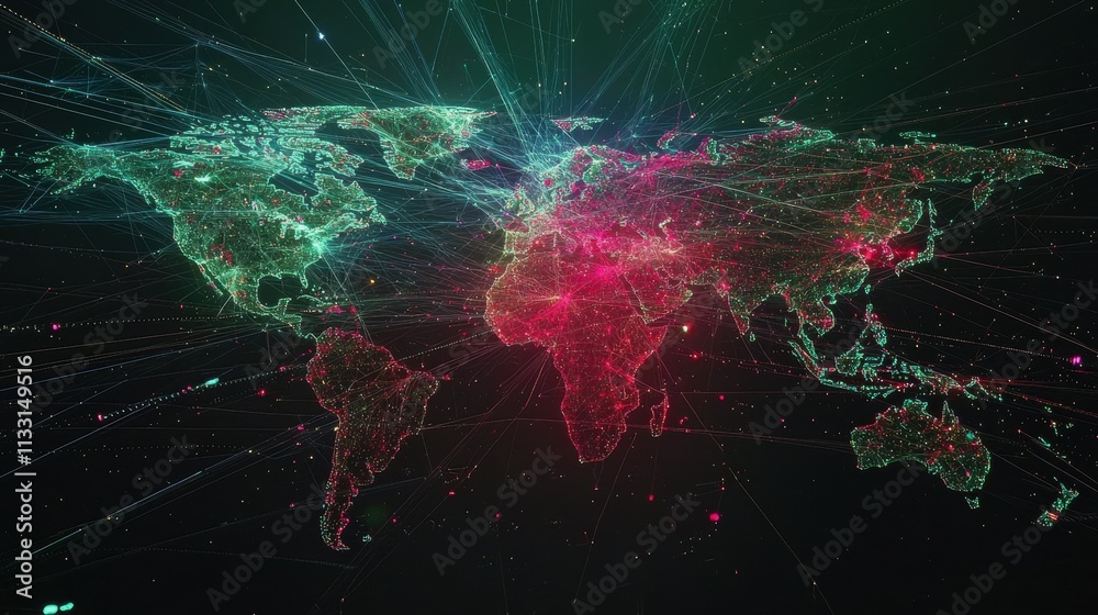 world map Global Network Connections Interactive world map with zoom functionality and data ...