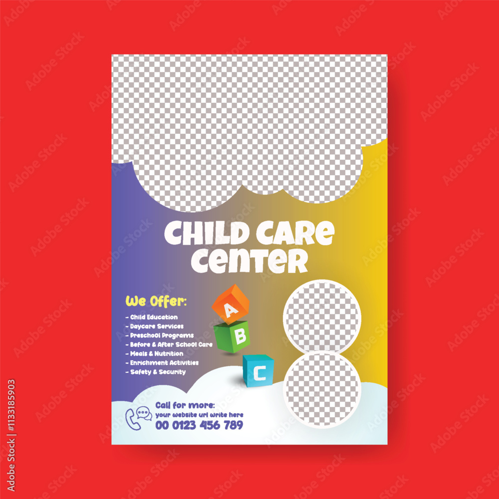 Daycare center and preschool kids editable print flyer or poster ...
