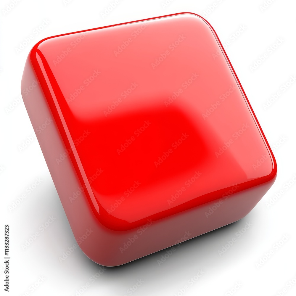 Blank Mobile app button, icon - red square with rounded corners. 3D ...