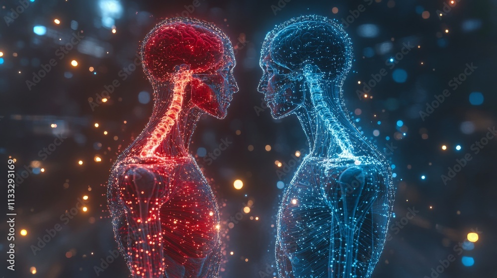 4K digital human anatomy illustration using contrasting colors to ...