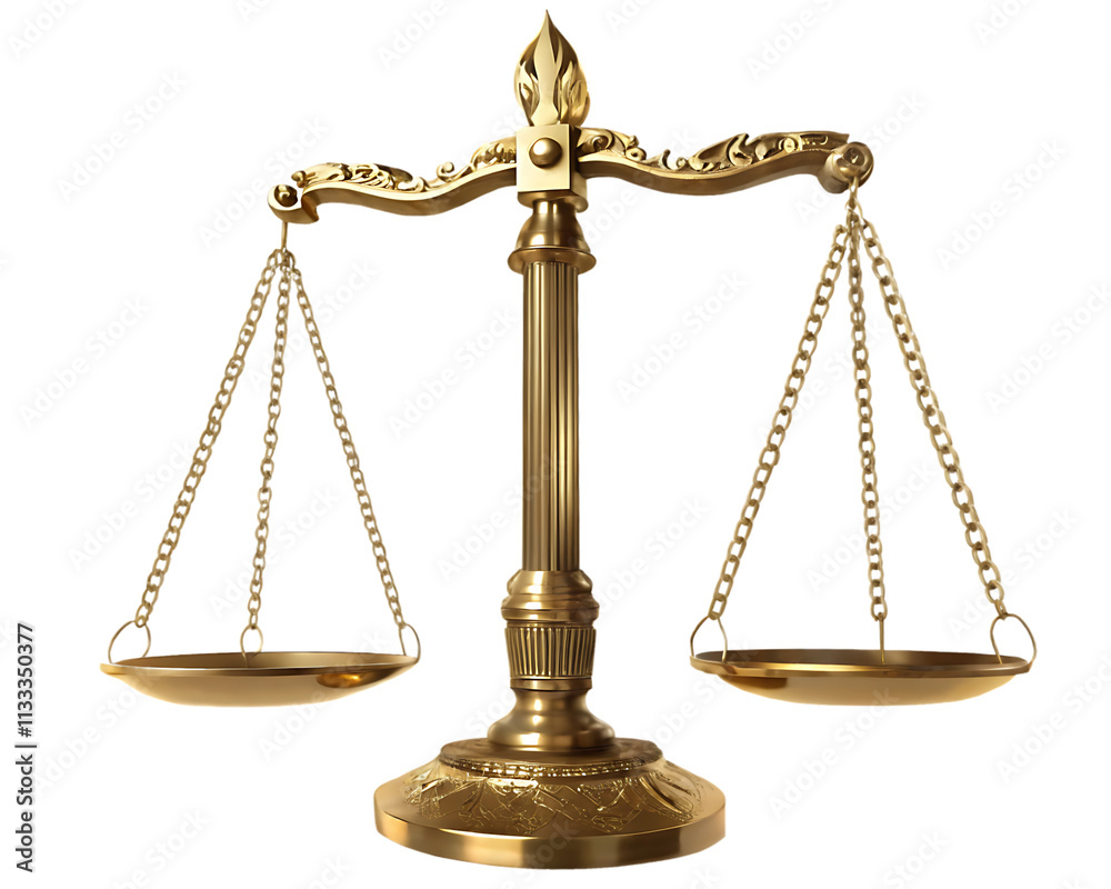 Golden Scales of Justice: Symbol of Fairness and Law on Transparent ...