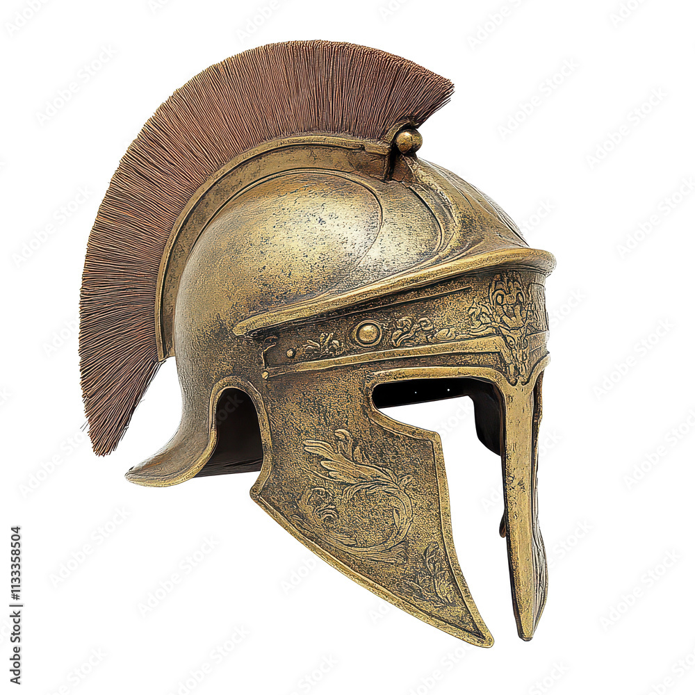 Antique Roman helmet displayed on a clean transparent background ...