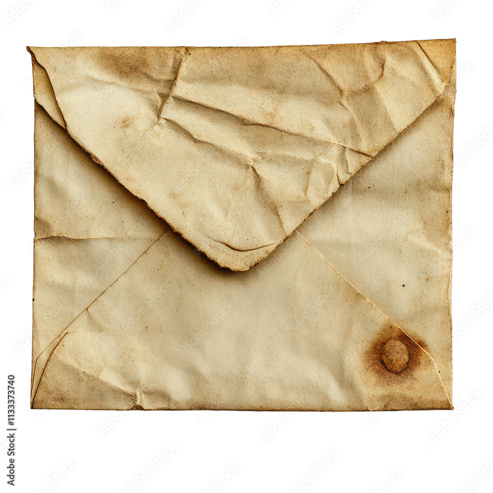 Antique paper envelope on a transparent background showcasing vintage ...