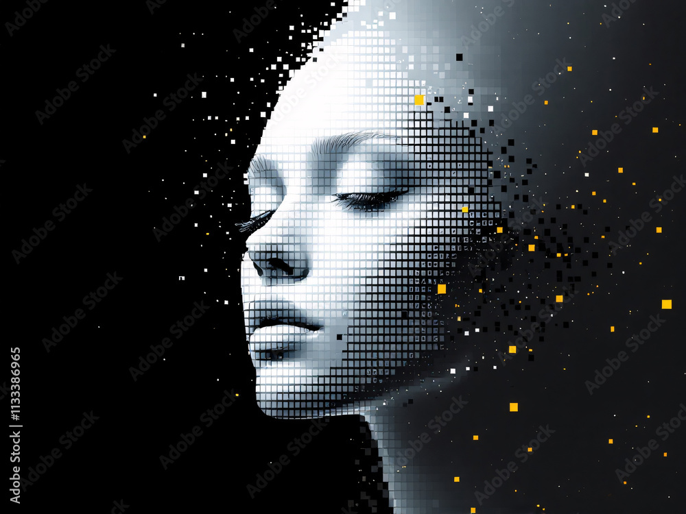 Digital, Pixelated, Head, Face, Artificial Intelligence, Technology ...