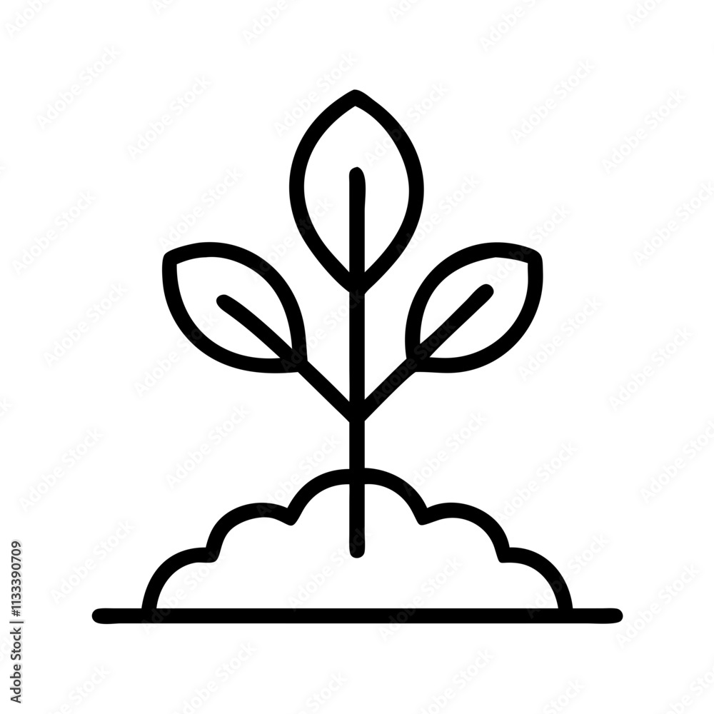 tree sapling icon, environment day line art, environment icon - simple ...