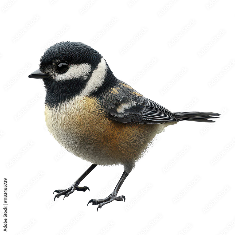 A detailed view of a modeled bird standing on a transparent background ...