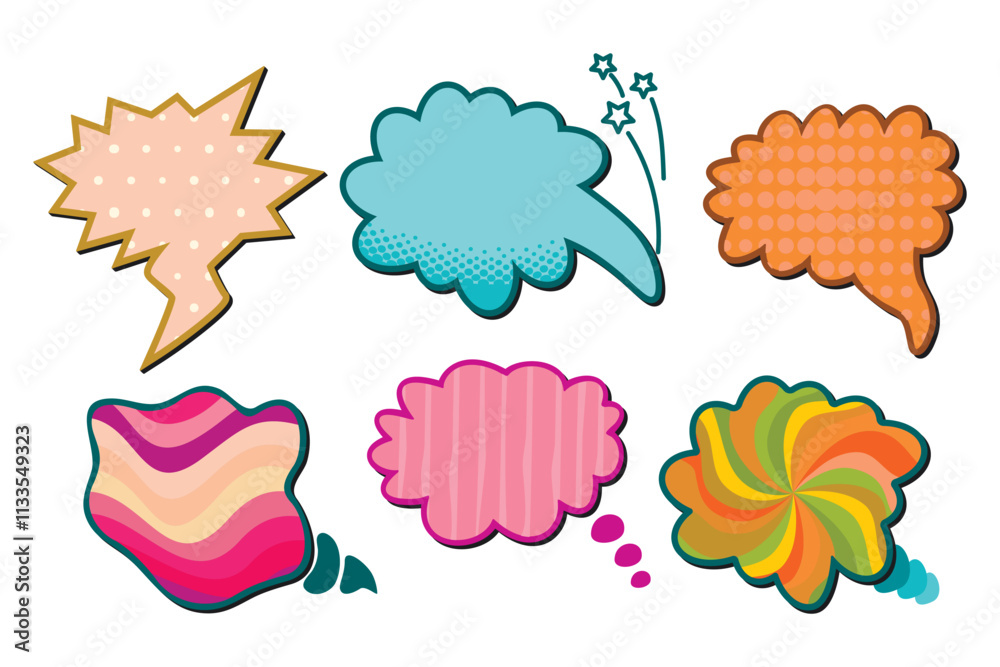 Cartoon collection of footnotes for text.Colorful speech bubbles of ...