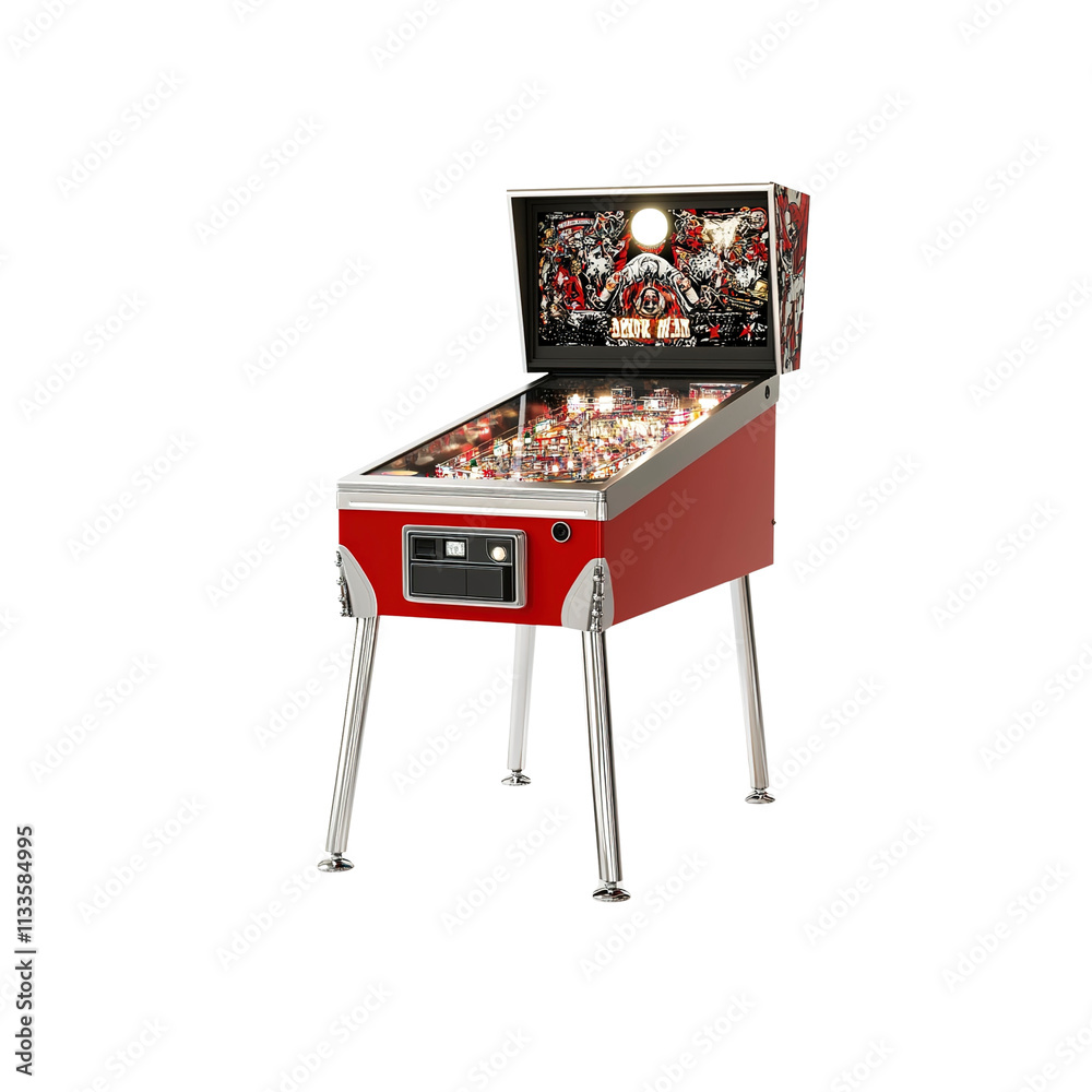 Red and Silver Stern Pinball Machine - Guns N' Roses Game Stock ...