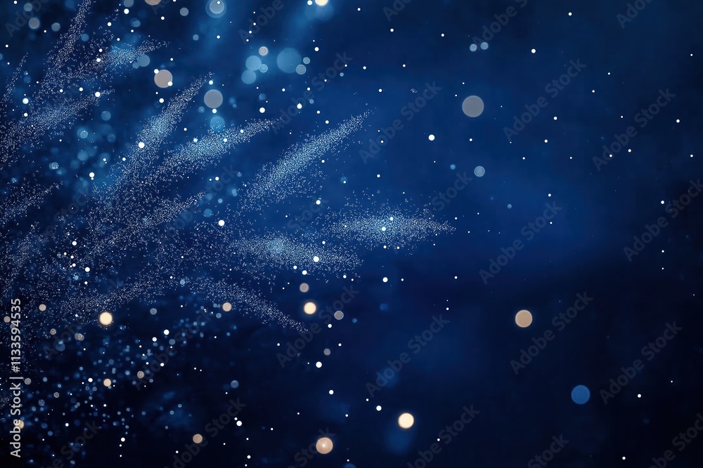 Festive dark blue backdrop with sparkling blue stars. Abstract design ...