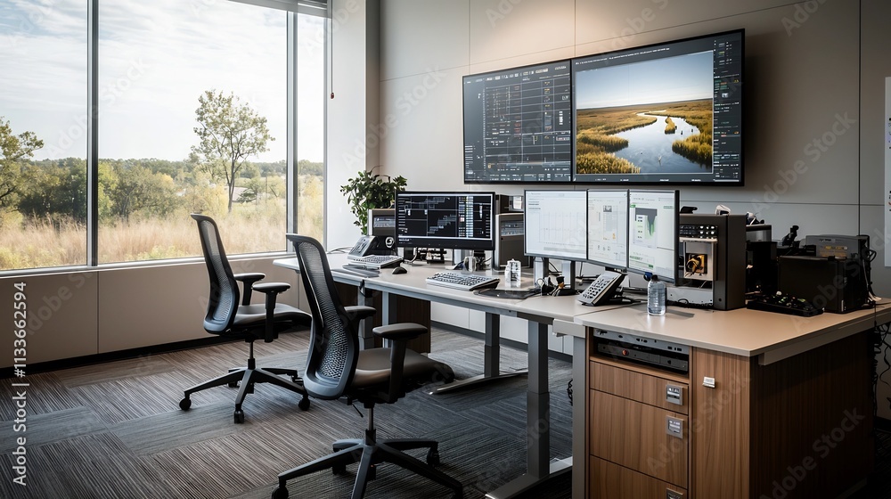 High Tech Control Room Monitoring Virtual Water Resource Management ...