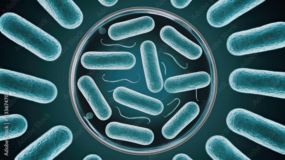 Stock-Illustration „High-Resolution Microscope Image of Bacteria in ...