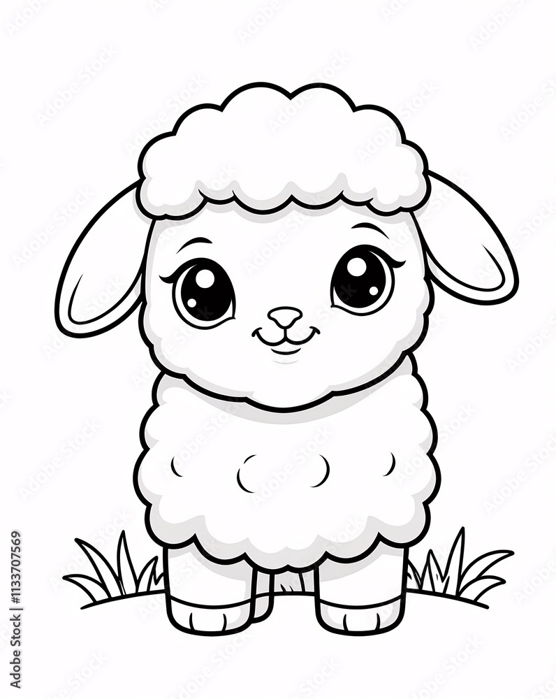 Cute Baby Sheep Line Art Pages for Kids to Color in Peaceful and Fun ...