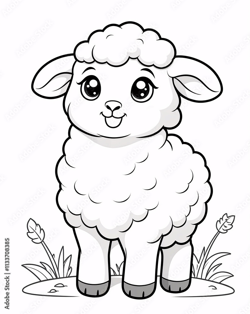 Simple and Cute Baby Sheep Coloring Book with Line Art Designs for ...