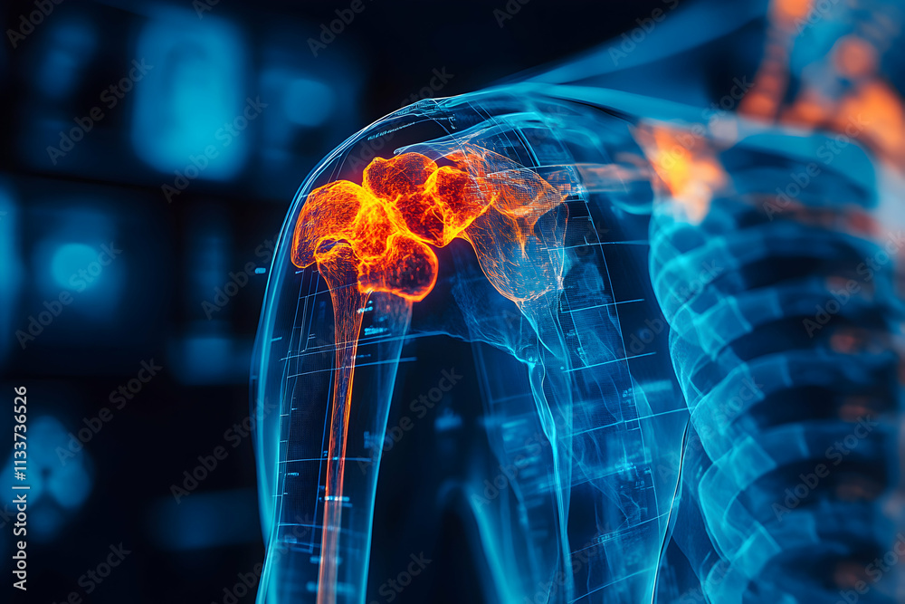Human Shoulder Joint Anatomy, Digital Visualization of Bone Structure ...