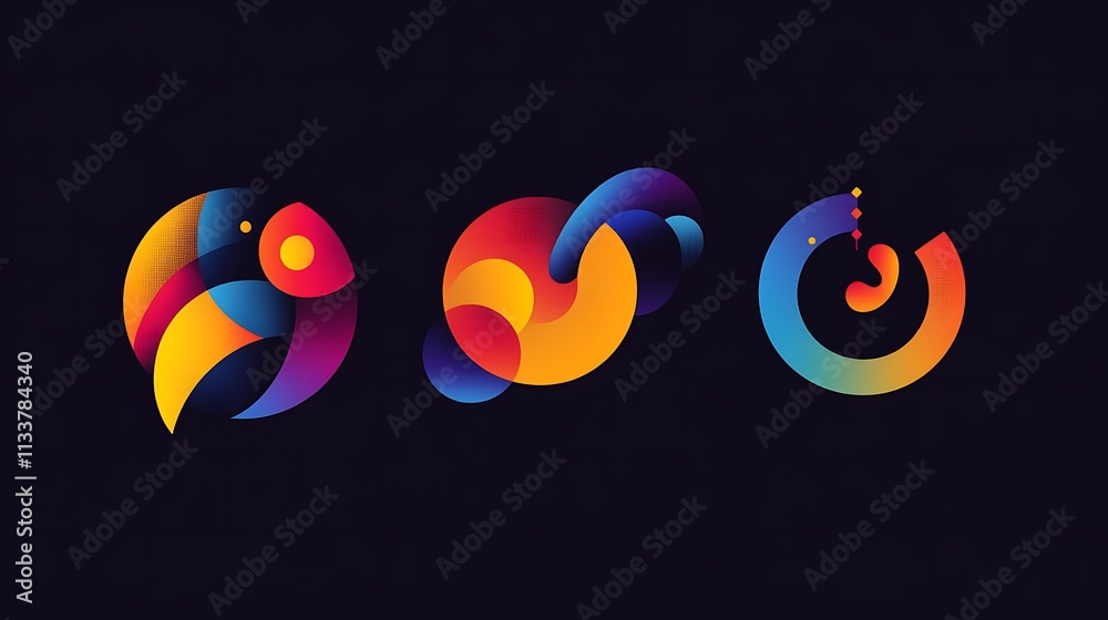 Collection of creative logo designs featuring abstract icons and ...