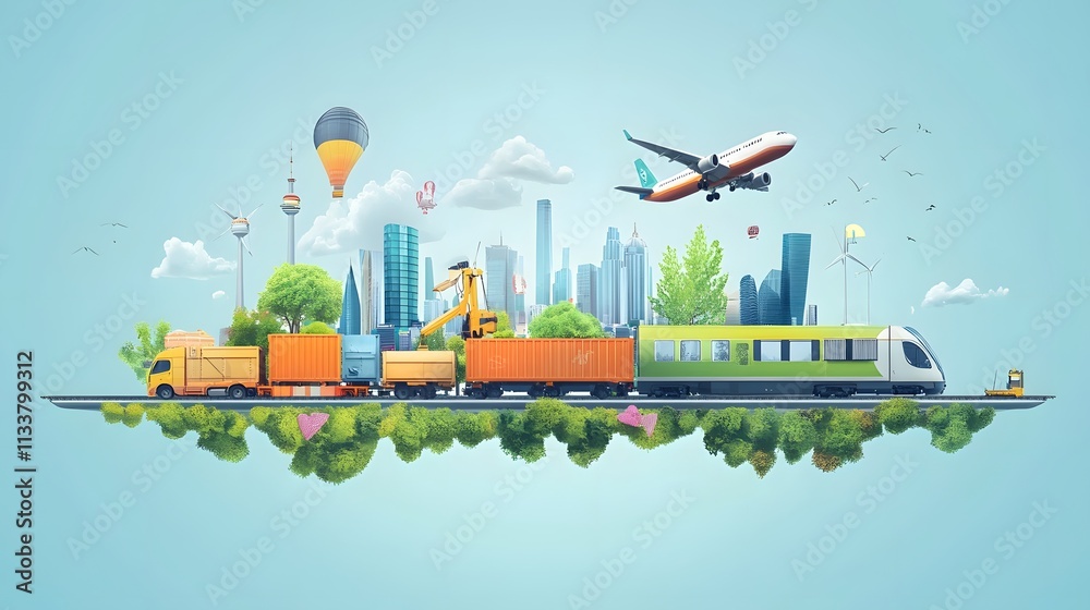 Green logistic or Sustainable transport concept. Truck icon transport ...