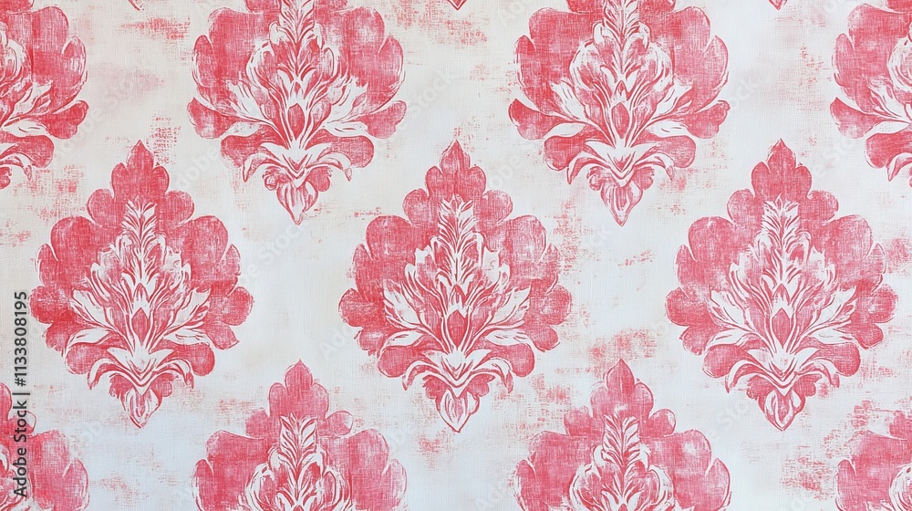 Elegant repetitive Indian pattern block print in soft pastel pink and ...