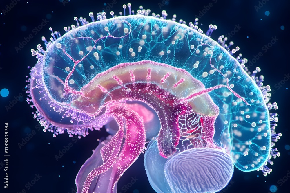 Holographic-style cross-sectional view of the human limbic system Stock ...