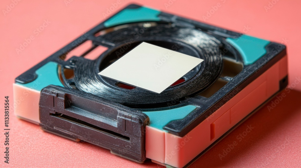 Cassette tape with pastel color scheme, isolated and featuring a blank ...