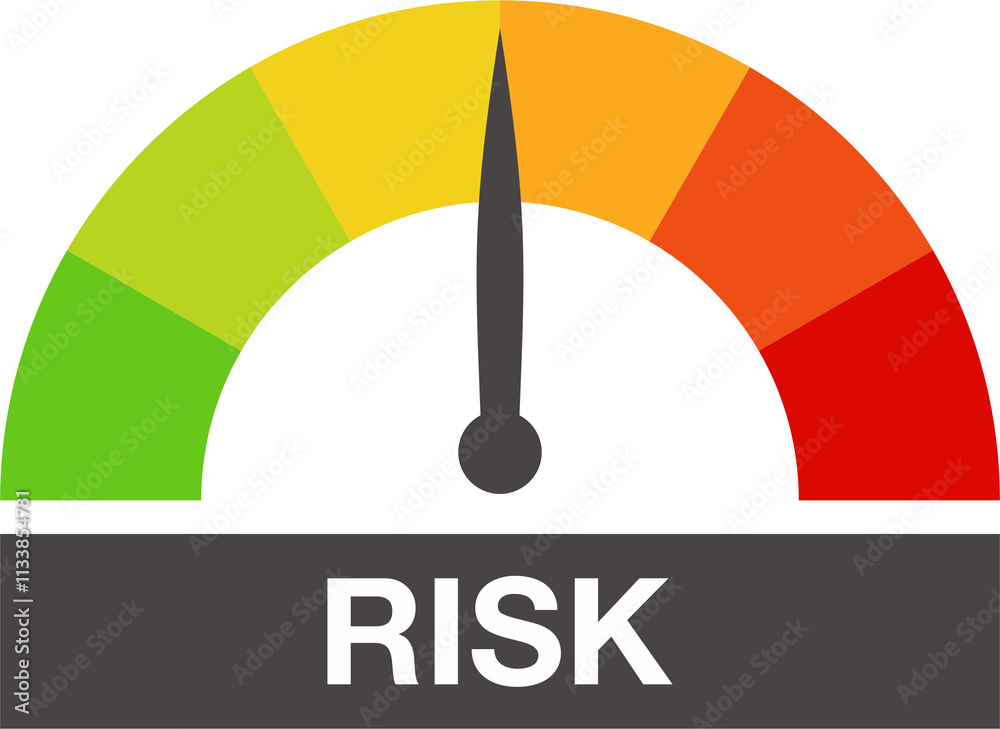 Risk gauge icon. Risk speedometer symbol isolated on png vector ...