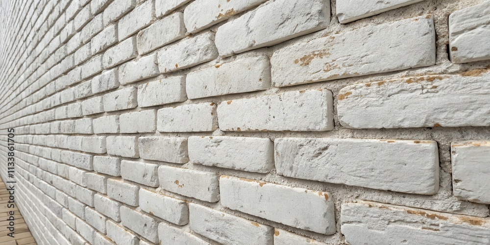White Brick Wall Texture A Perspective View of Recessed Mortar Joints ...