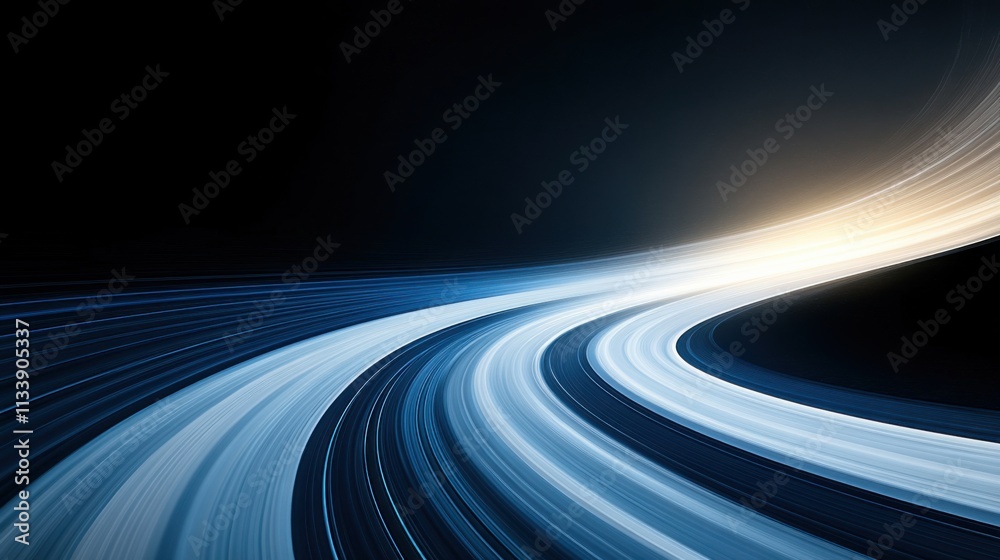 Dynamic light trails on a winding road abstract concept digital art ...