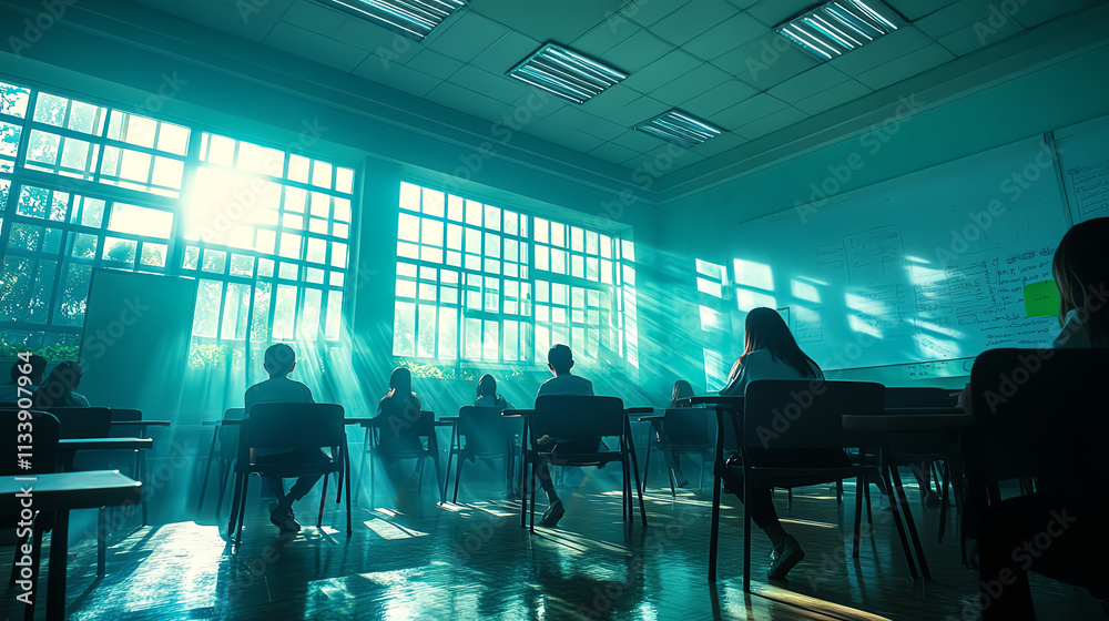 Realistic photo of a classroom training session teaching students ...