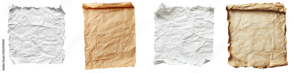 Crumpled vintage style paper texture with a distressed wrinkled and ...
