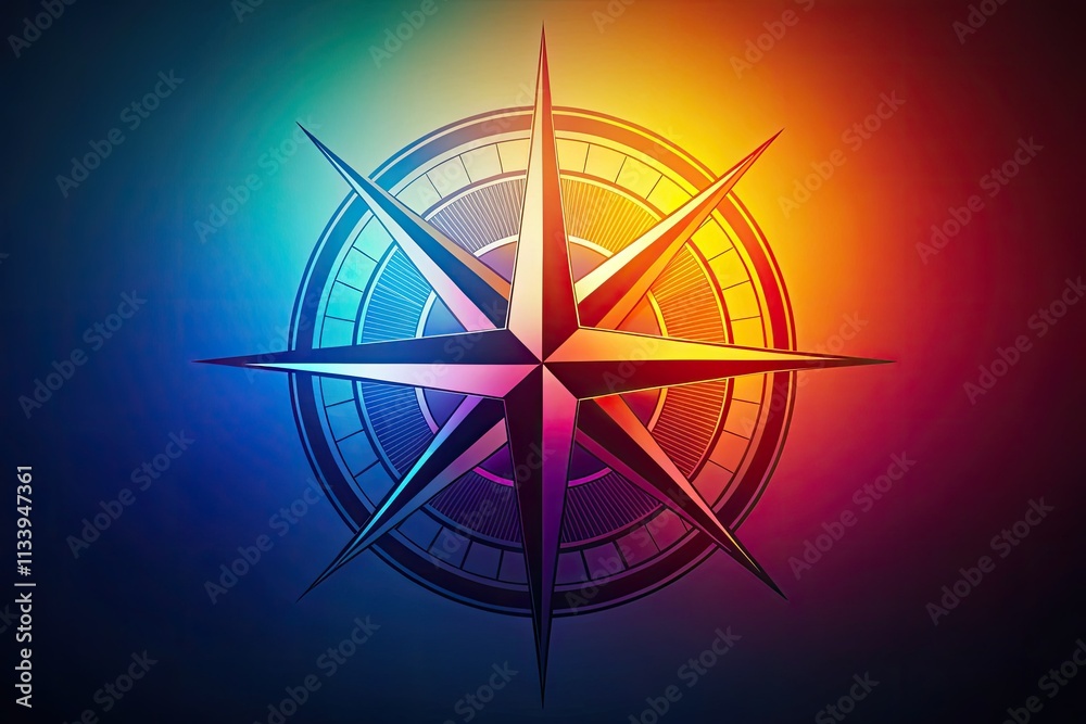 Elegant compass silhouette: minimalist navigation symbol for branding ...