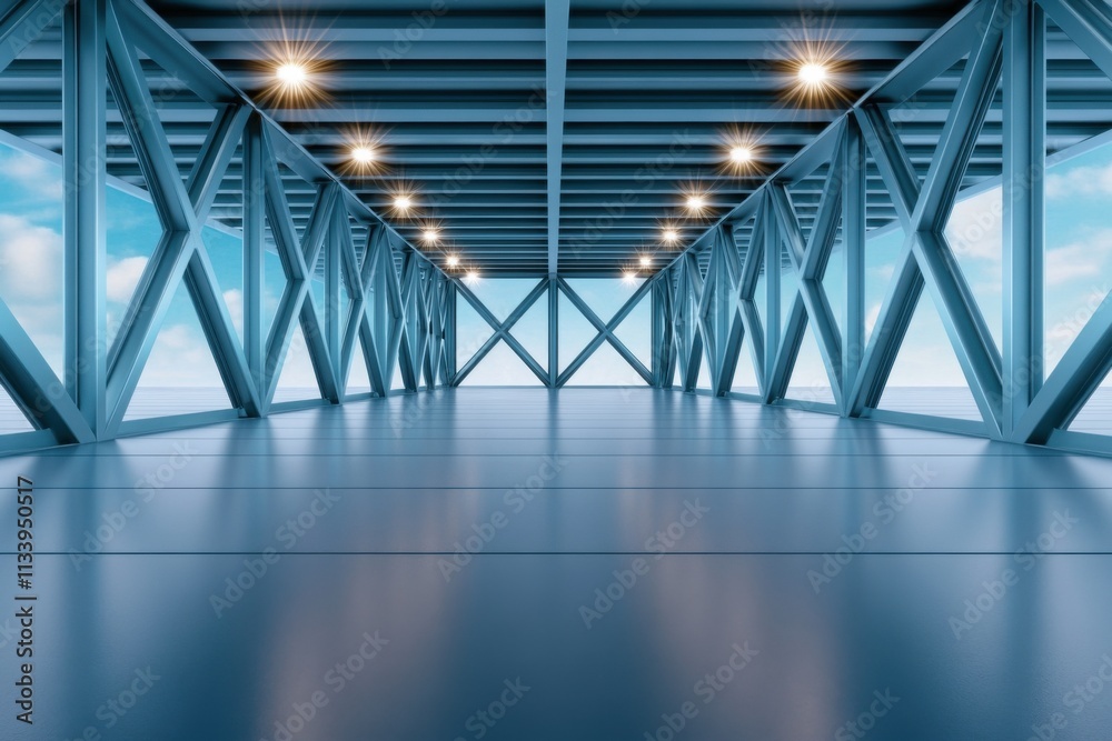 Cross-section of reinforced metal structures in modern architecture ...
