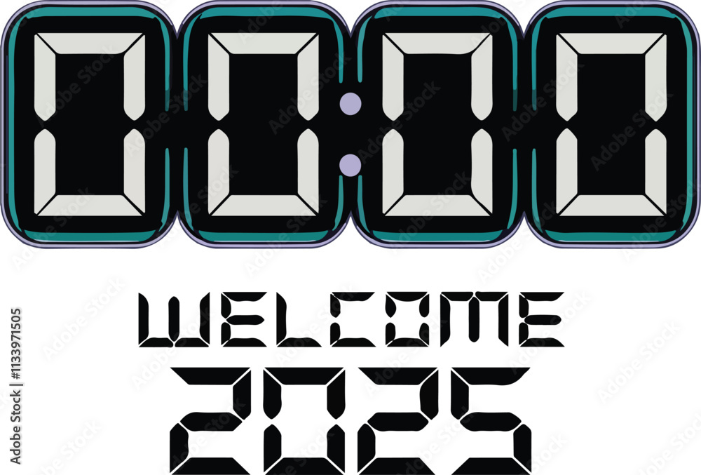 Simple 2D New Year 2025 Illustrations on White Background with ...