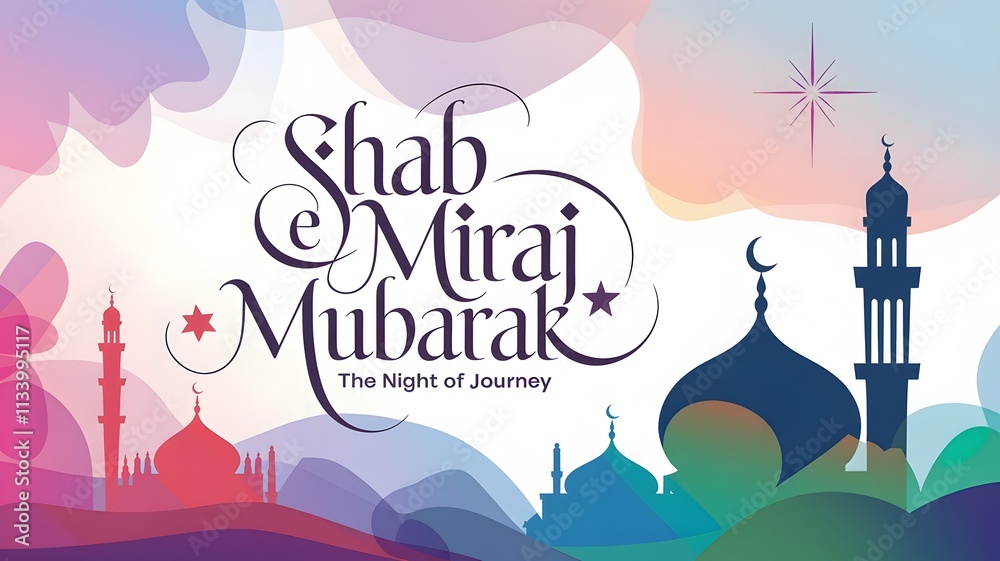 Isra wal mi'raj greeting card in arabic calligraphy with thuluth style ...