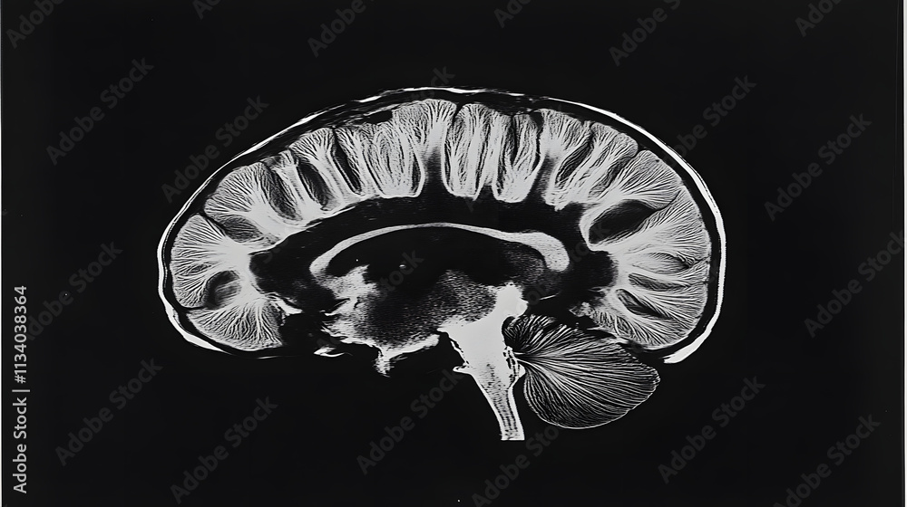 Detailed brain scan images on display screens reveal intricate neural ...