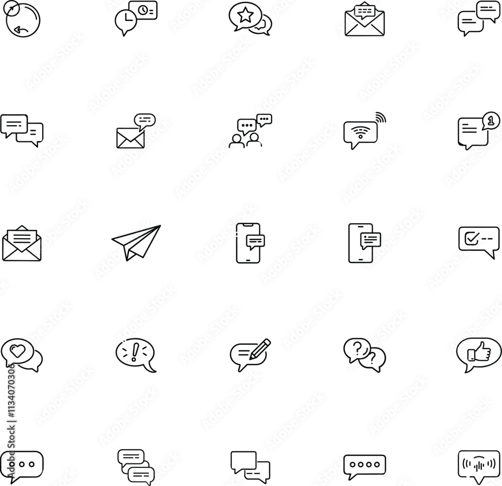 Communication Icons Messaging, Email, Notifications, and Feedback ...