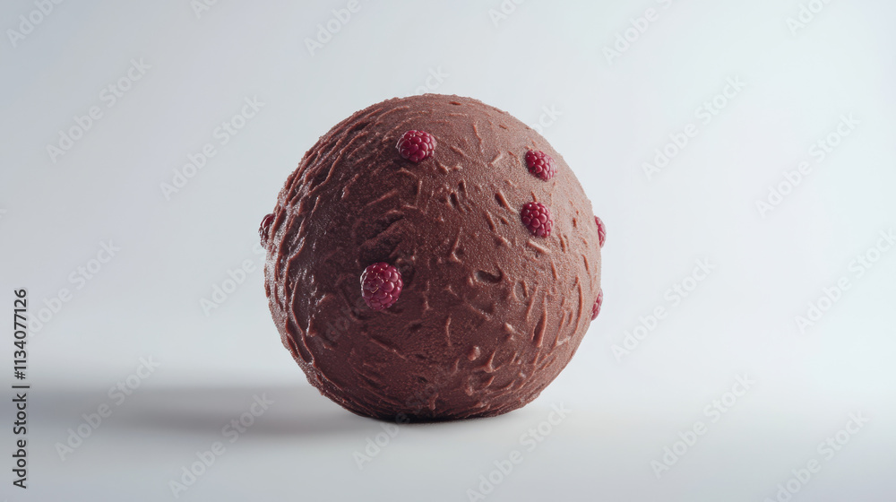 A single scoop of luxurious dark chocolate ice cream, studded with tiny ...