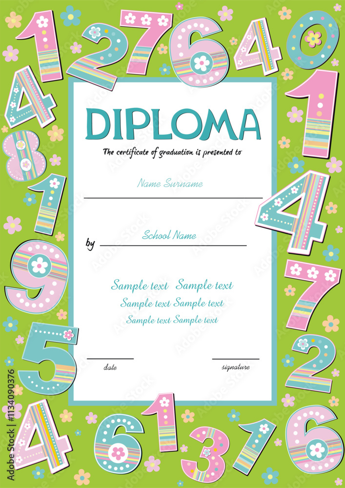 Certificates kindergarten and elementary, Preschool Kids Diploma ...